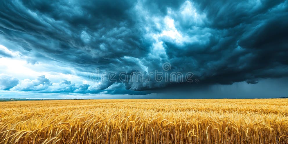 Dramatic Storm Clouds Rolling Over a Golden Wheat Field for Powerful ...
