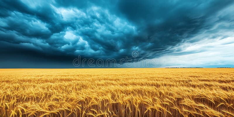 Dramatic Storm Clouds Rolling Over a Golden Wheat Field for Powerful Weather and Rustic ...