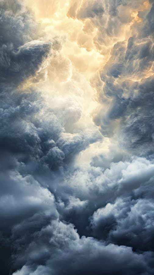 Dramatic Storm Cloudscape, Golden Light Stock Illustration ...