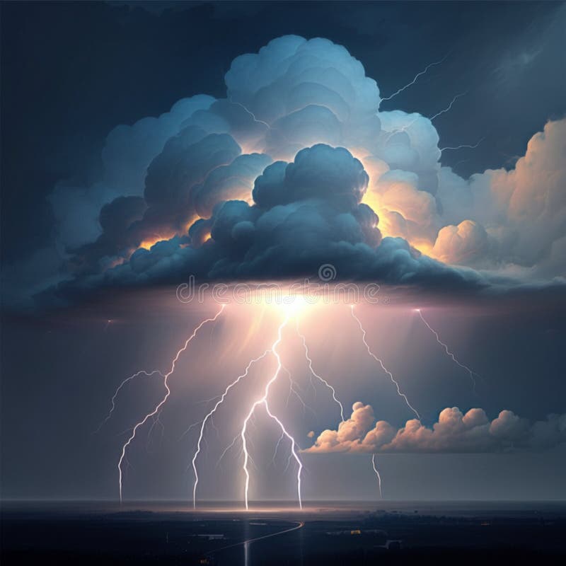 Dramatic Storm Scene Featuring a Large, Towering Cloud Formation ...