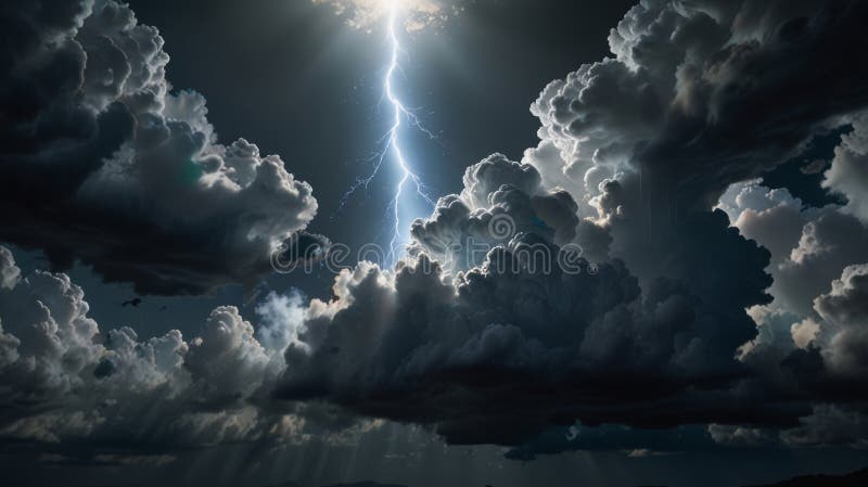 A Dramatic Storm Scene Showcases Dark Clouds Illuminated by a Striking ...