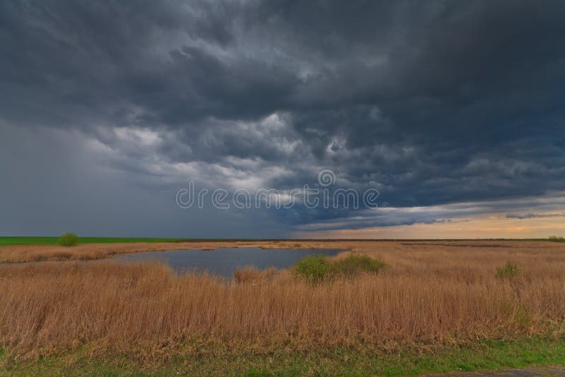 Dramatic Storm Sky and Ominous Clouds Over Lake in April Stock Image ...