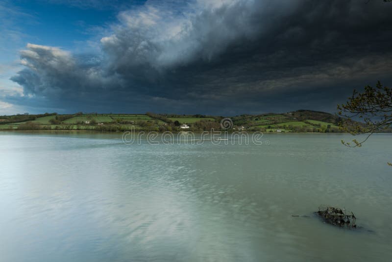 Dramatic Storm Sky Over Rivar Tamar Estuary,UK Stock Image - Image of ...