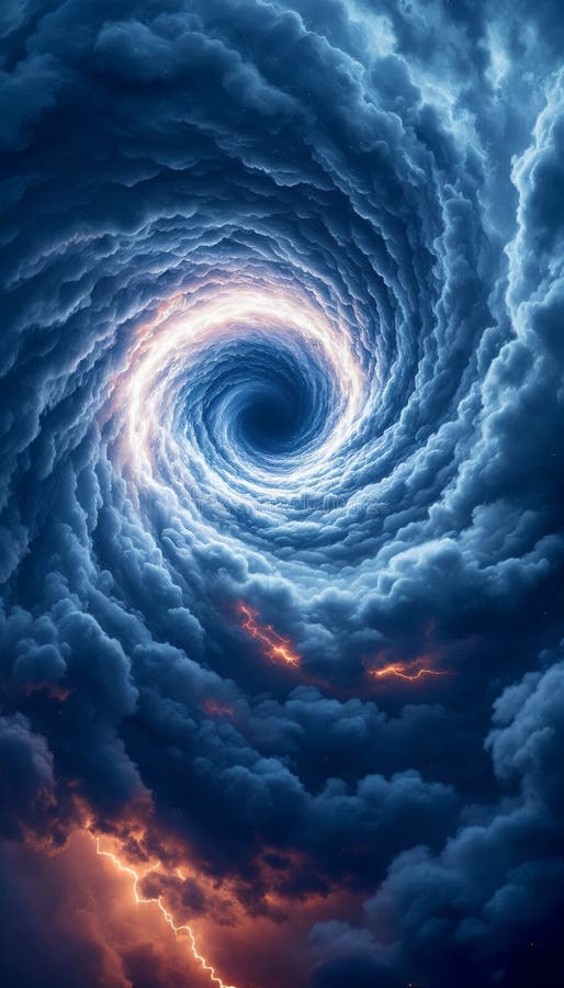 Dramatic Storm Vortex with Fiery Core Stock Illustration - Illustration ...