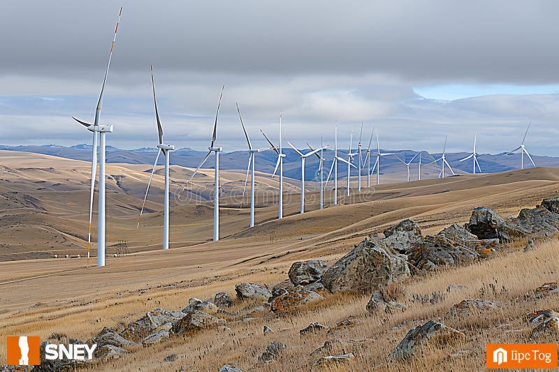 Dramatic Stormy Landscape Featuring Numerous Wind Turbines a ...