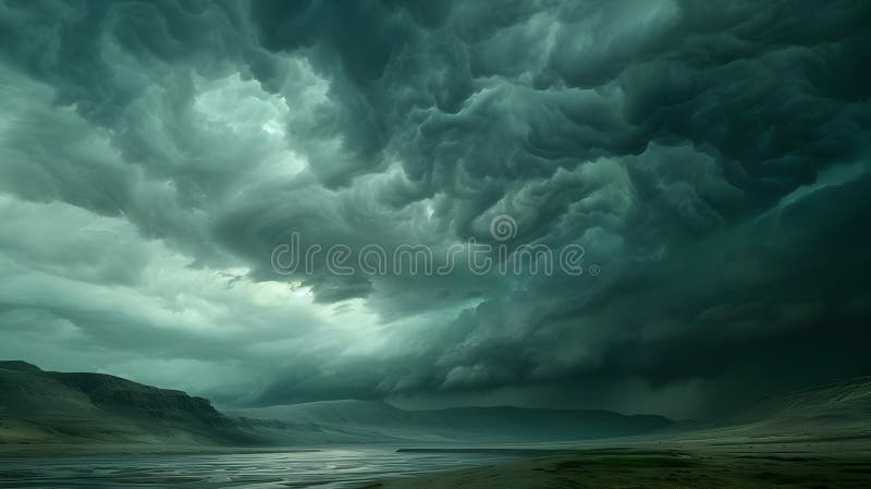 Dramatic Stormy Landscape Illustration Stock Illustration ...