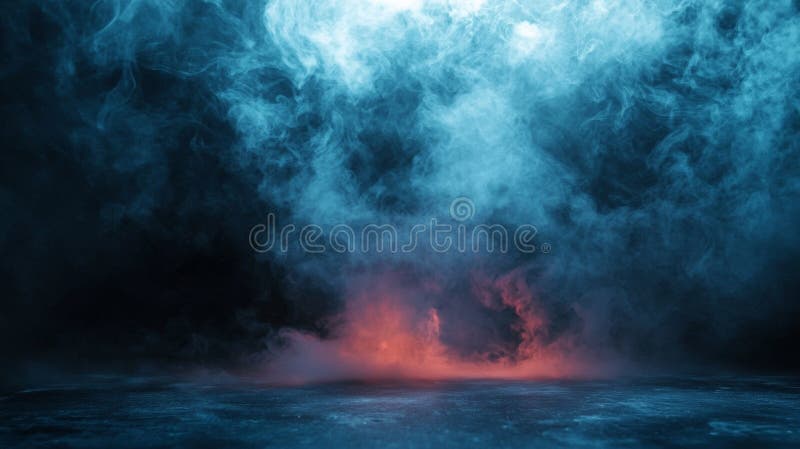 Dramatic Studio Scene with Red and Blue Illuminated Smoke Stock Image ...