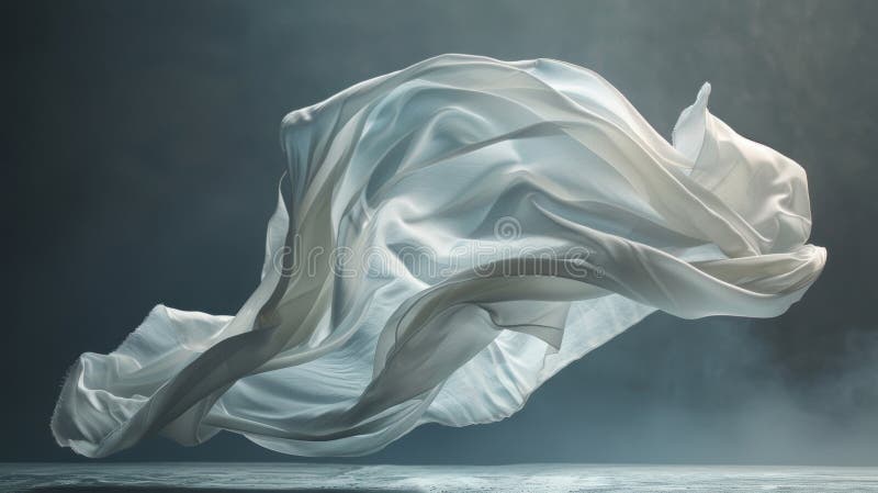 A Dramatic Studio Shot with Billowing Fabric Fluttering in the Wind ...