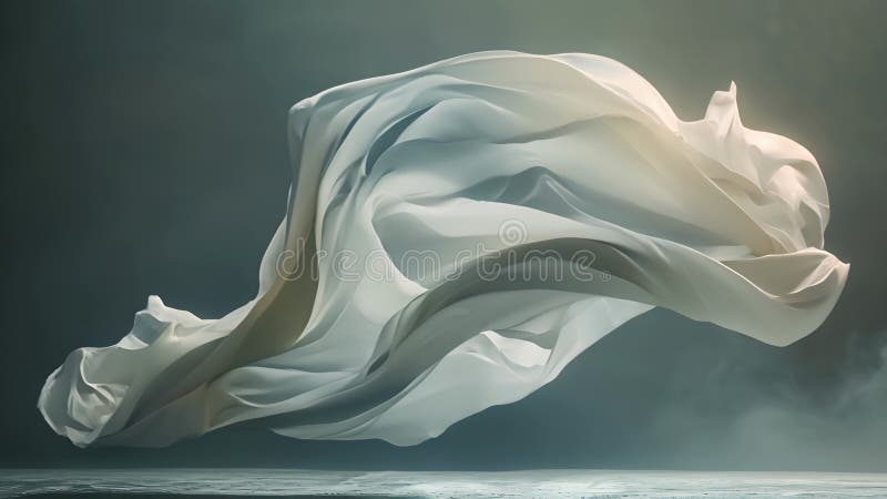 A Dramatic Studio Shot with Billowing Fabric Fluttering in the Wind ...