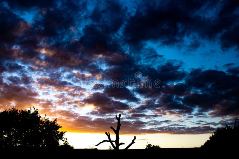 Dramatic summer sunset stock image. Image of dramatic - 254084525
