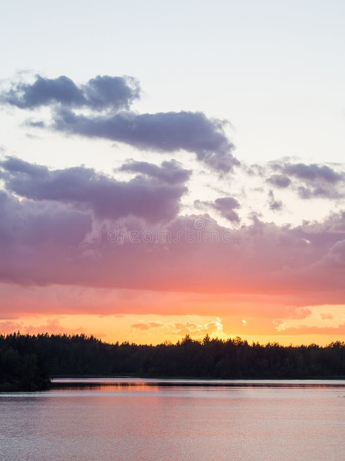 Dramatic summer sunset stock image. Image of twilight - 82992381