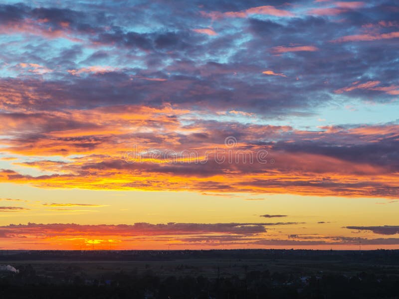Dramatic summer sunset stock photo. Image of landscape - 97343924