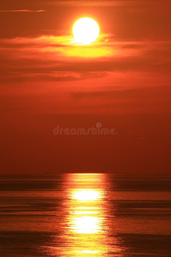 Dramatic Sun Set with Big Red Sun Stock Image - Image of evening, sand ...