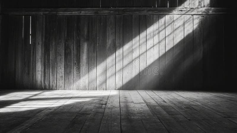 Dramatic Sunlight Beam in Rustic Wooden Interior Stock Illustration ...