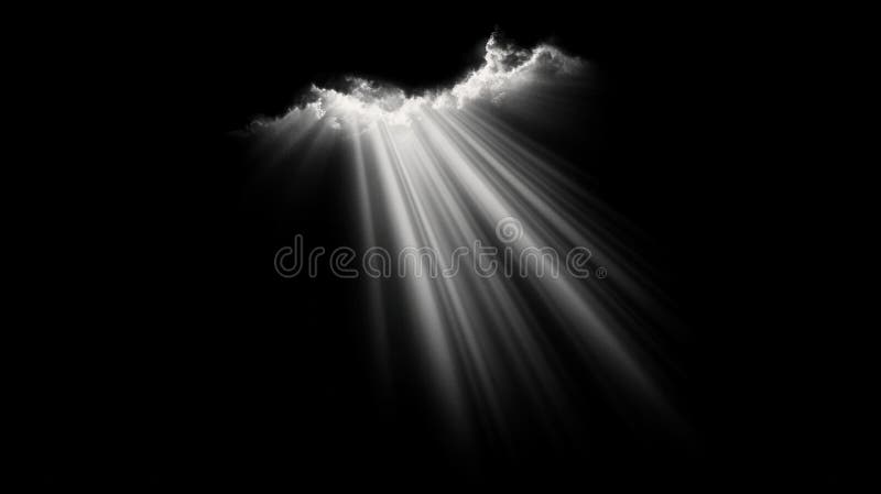 Dramatic Sunlight Beams Breaking through Dark Clouds in a Moody Sky Scene Stock Illustration ...