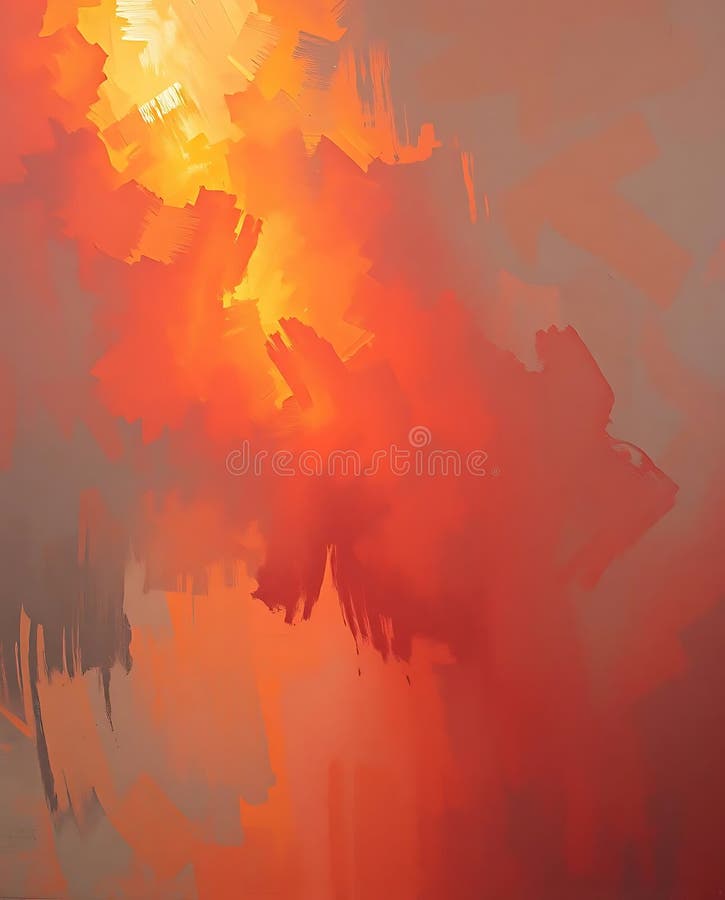 Dramatic Sunrise Abstract Expressionism with Textured Strokes and Light ...
