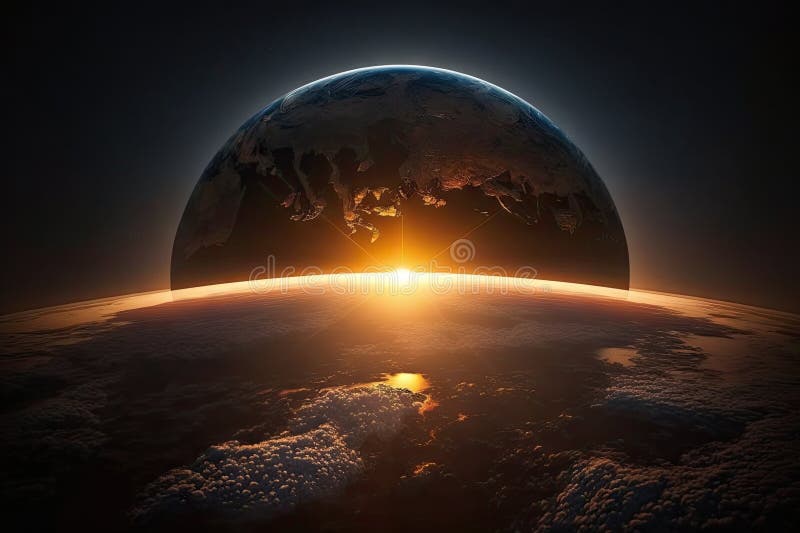 A Dramatic Sunrise Over a Globe, with Rays of Light Illuminating the ...