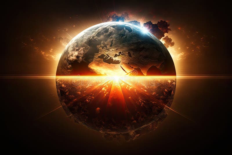 A Dramatic Sunrise Over a Globe, with Rays of Light Illuminating the ...