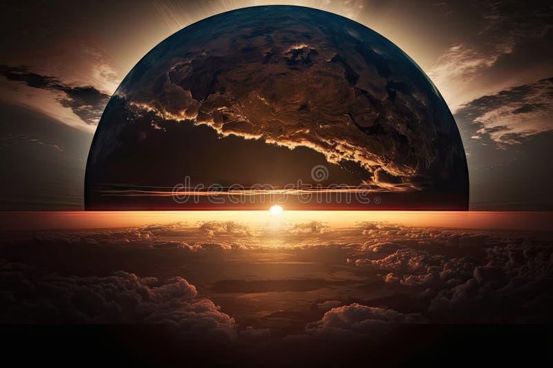 A Dramatic Sunrise Over a Globe, with Rays of Light Streaming through ...