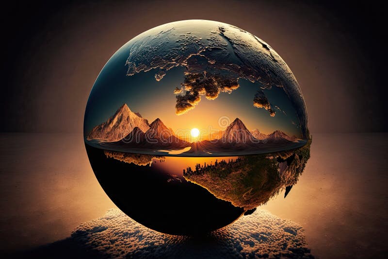 A Dramatic Sunrise Over a Globe, with the Sun Rising from Behind the ...