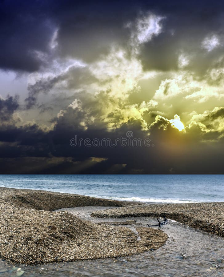 Dramatic Sunrise Over the Ocean and Fresh Water Stream in Cornwall ...