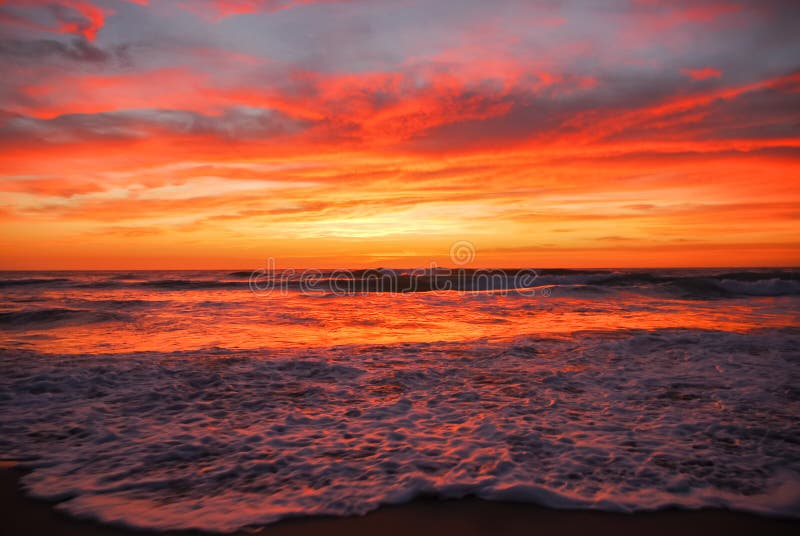 Dramatic Sunrise Over Ocean Stock Image - Image of clouds, sunrise ...