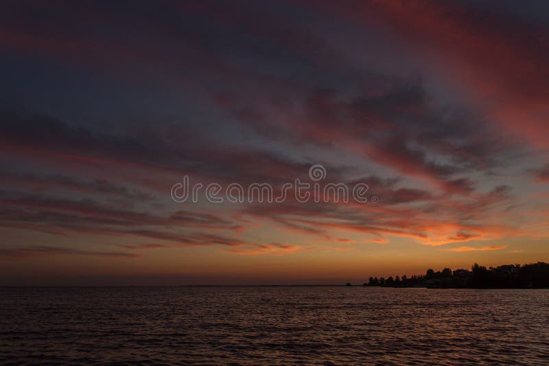 Dramatic Sunrise Over the River. Orange Sunrise Stock Image - Image of ...