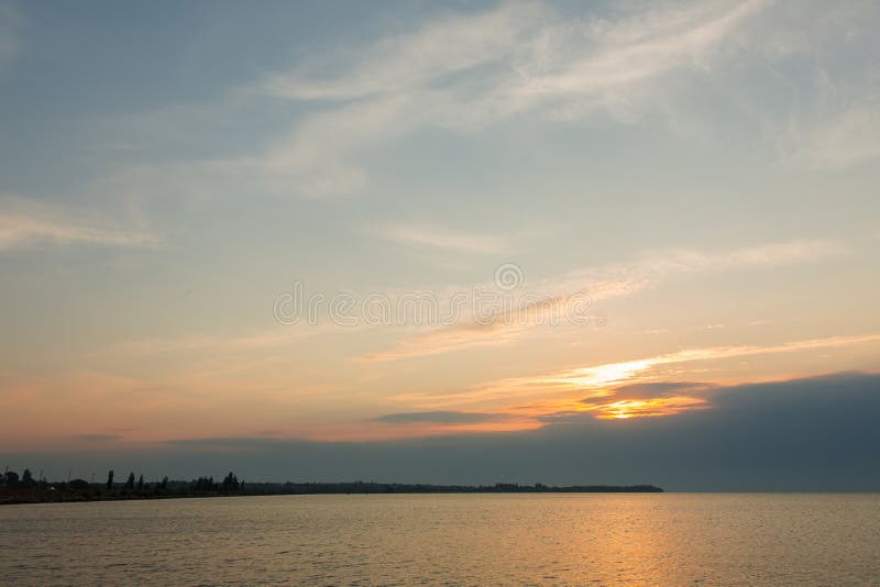 Dramatic Sunrise Over the River. Orange Sunrise Stock Photo - Image of ...