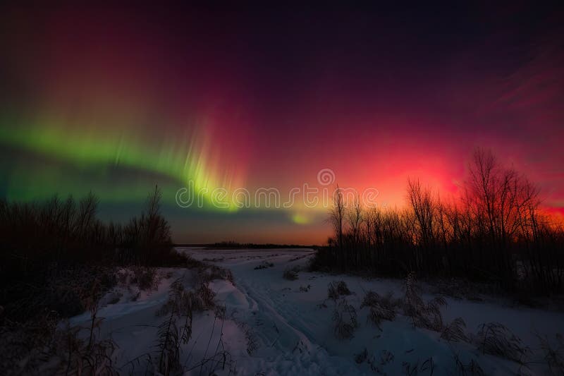 Dramatic Sunrise, with Solar Flare Visible in the Sky and Geomagnetic ...