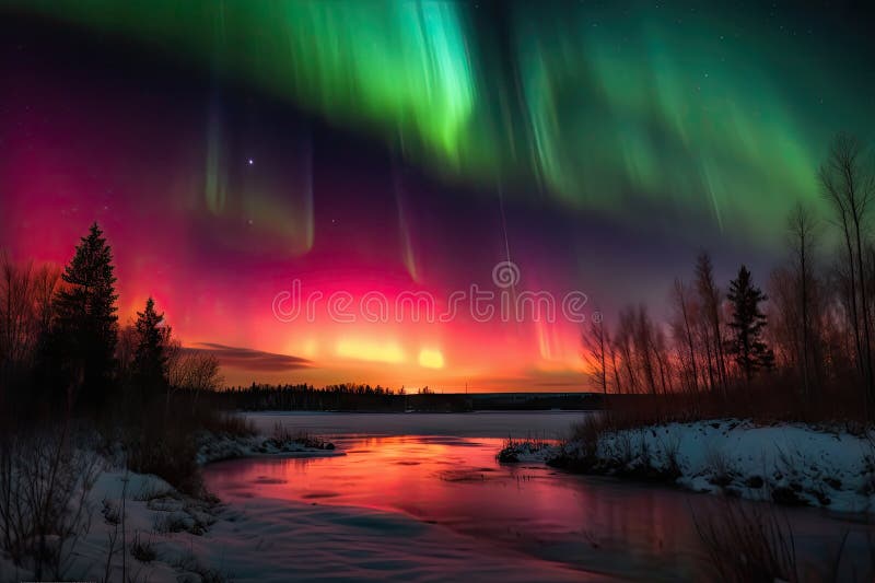 Dramatic Sunrise, with Solar Flare Visible in the Sky and Geomagnetic ...