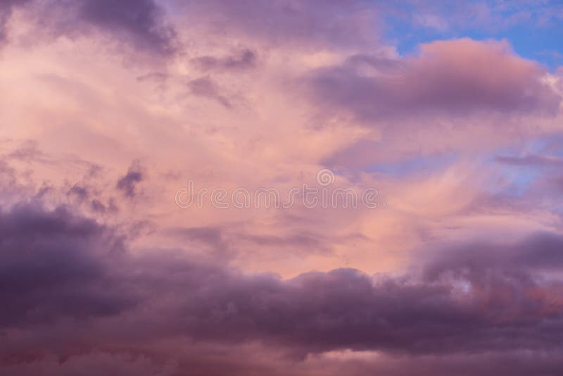 Dramatic Sunrise, Sunset Pink Violet Sky with Clouds Background Stock ...
