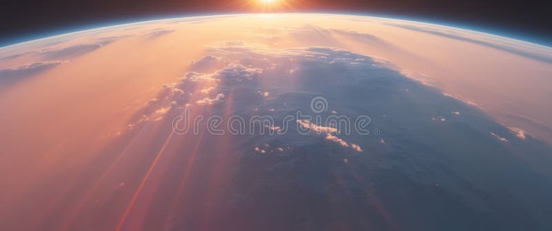 Dramatic Sunrise or Sunset Seen Over Earth from Outer Space Stock Photo ...