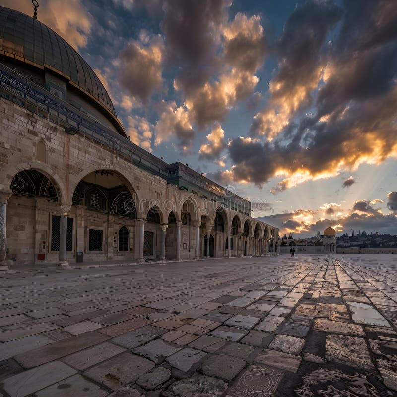 Dramatic Sunset at Alaqsa Mosque in Jerusalem Stock Image - Image of ...