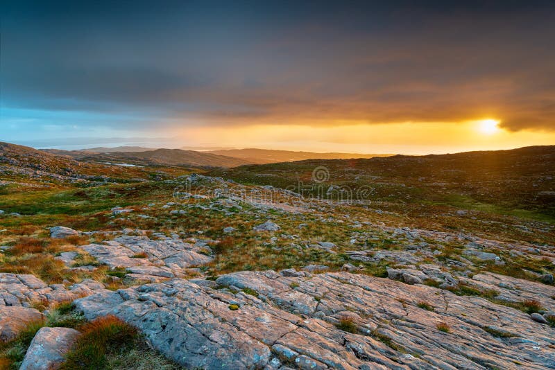 Dramatic Sunset from the Applecross Mountain Pass Known As the Bealach ...