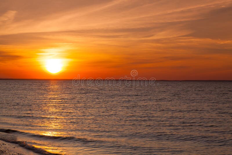 Dramatic Sunset on the Beach, Cape Cod, USA Stock Photo - Image of ...