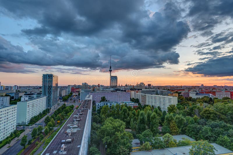 Dramatic Sunset in Berlin, Germany Stock Photo - Image of downtown ...