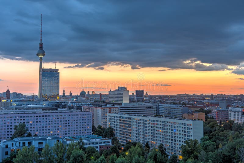 Dramatic Sunset in Berlin, Germany Stock Photo - Image of panorama ...