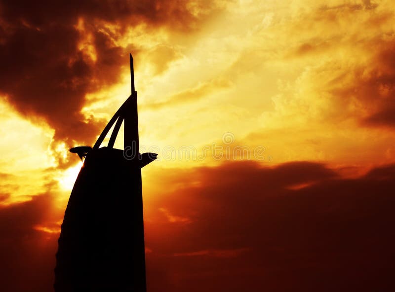 Dramatic Sunset with Building Silhouette Stock Photo - Image of hotel ...