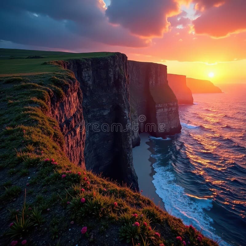 Dramatic Sunset Casting Long Shadows on Cliff Face, Texture, Golden ...