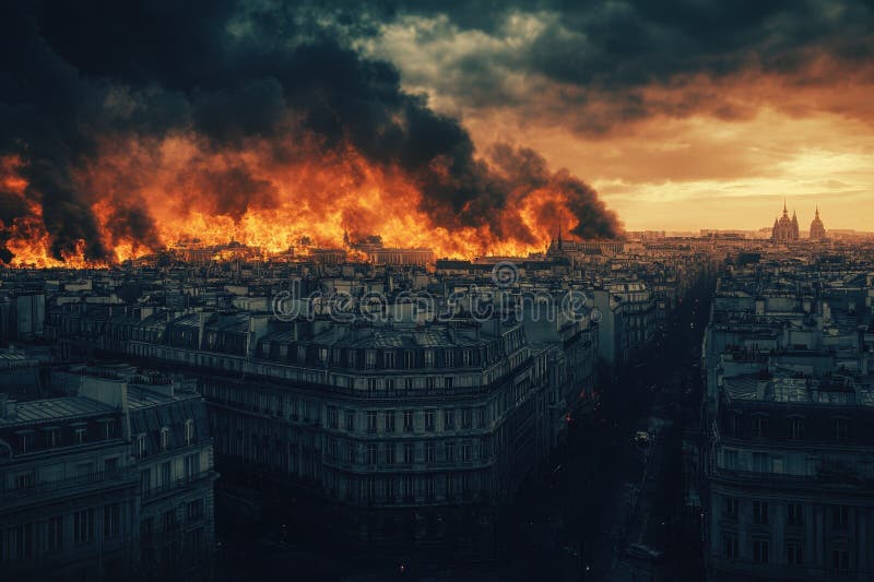 A Dramatic Sunset Casts Fire Across Parisian Rooftops Amidst Thick ...