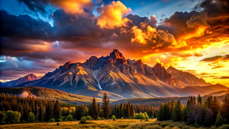 The Dance of Light and Shadow a Dramatic Sunset Over Mountains Deep ...