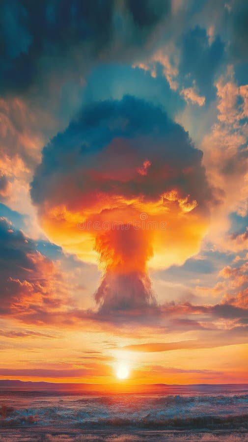 Dramatic Sunset with Cloud Formation Resembling Explosion Over ...