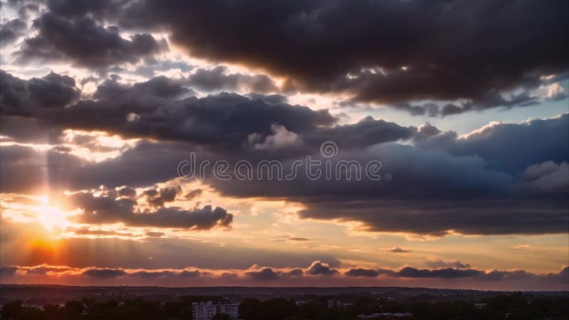 Dramatic Sunset with Clouds Stock Footage - Video of weather, horizon: 347229608
