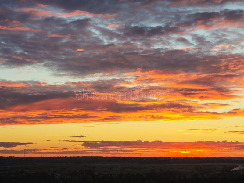 Dramatic Sunset with Clouds Stock Photo - Image of yellow, outdoor ...