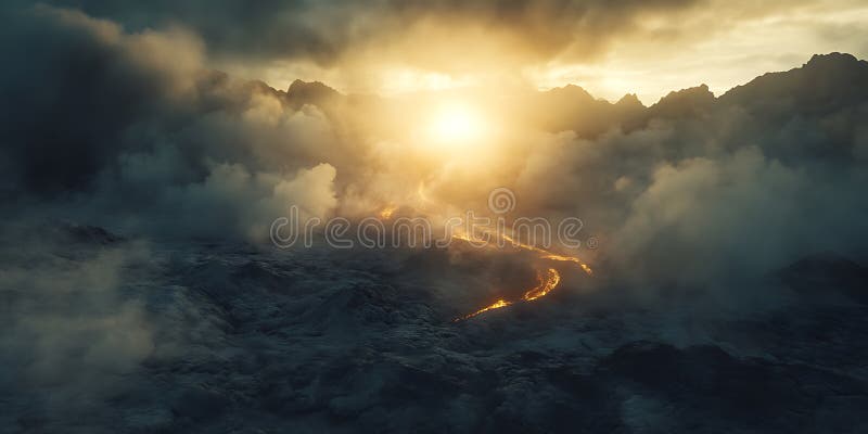 Dramatic Sunset Cloudscape: Epic Aerial View Stock Illustration ...
