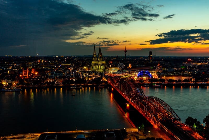 Dramatic Sunset Cloudscape Over Cologne Cityscape with a View of ...