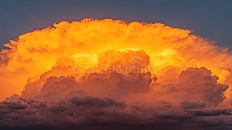 Dramatic Sunset Cloudscape: Towering Cumulus with Intense Orange and ...