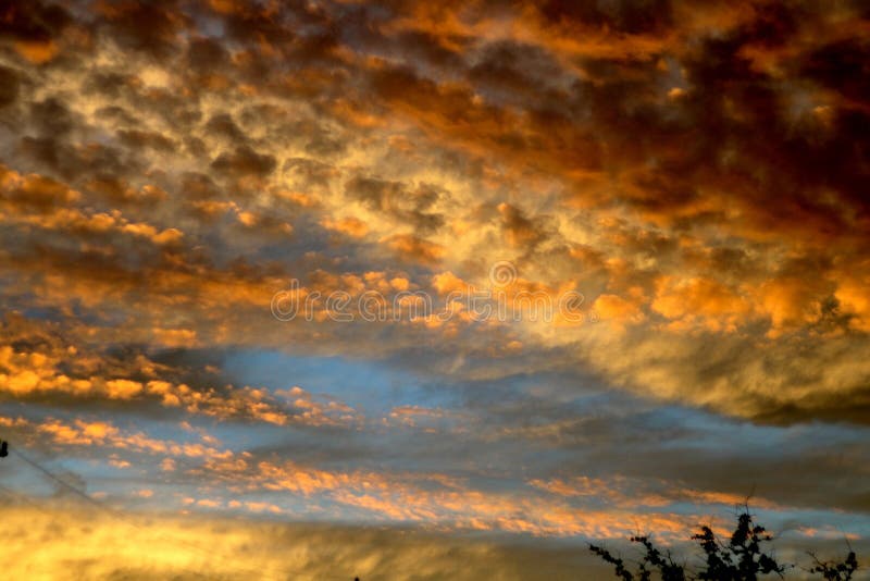 Dramatic Sunset Cloudy Sky with Clouds Lit by Sunset Sunlight Stock ...
