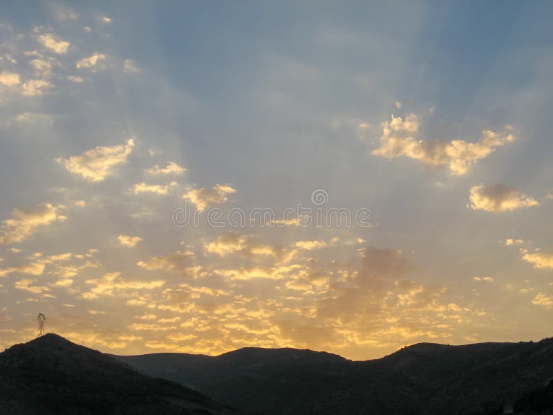 Dramatic Sunset Cloudy Sky with Clouds Lit by Sunset Sunlight. Stock ...