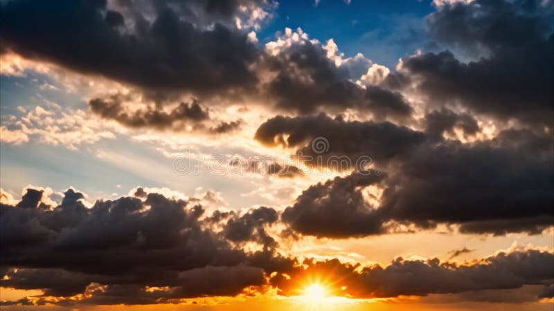 Dramatic Sunset with Cloudy Sky Stock Video - Video of illuminating, vibrant: 347228795